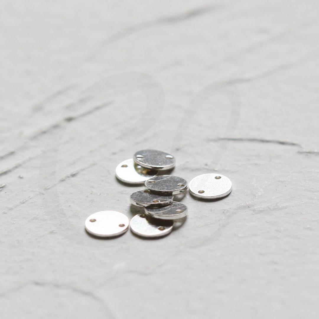 8 Pieces Solid Sterling Silver Round - Coin - Link - Connector 5.15x0 ...
