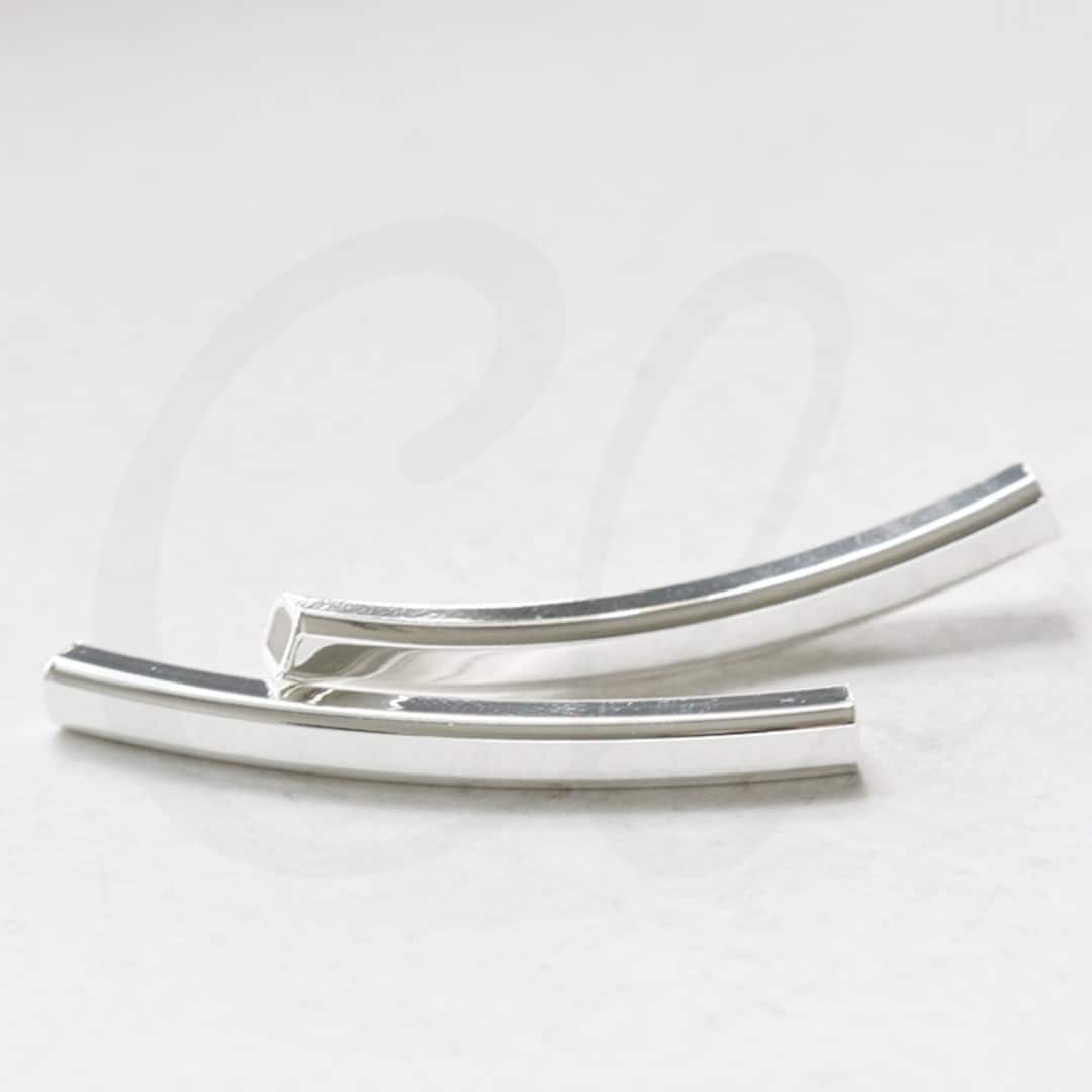 One Piece Premium Silver Plated Brass Base Curved Square Tube 4x4x45mm ...
