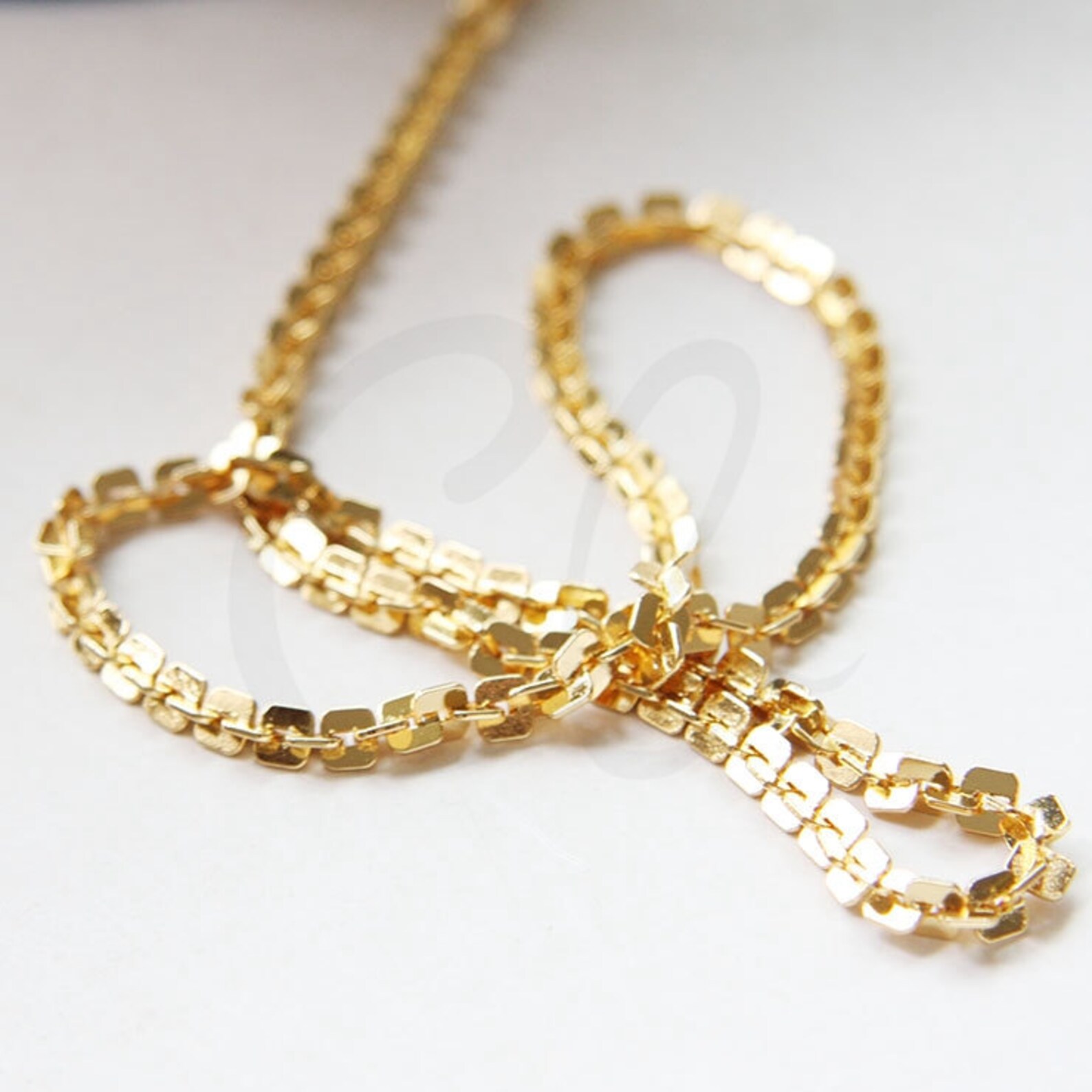 One Foot Premium Gold Plated Hand Linked Chain- Rectangle 4mm (YIPF4-08 ...