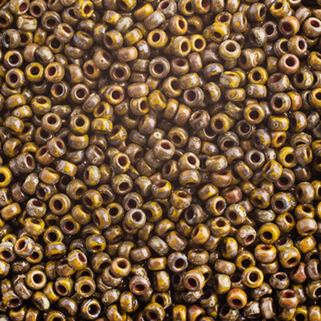 10 Grams Japanese Miyuki 11/0 Seed Beads - OP. Dk. Yellow Picasso - 2mm ...