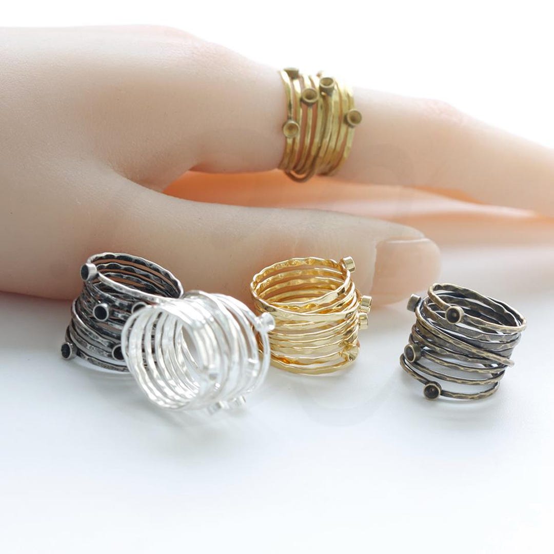 One Piece Premium Plated Brass Ring Base - Finger Ring - With Settings ...