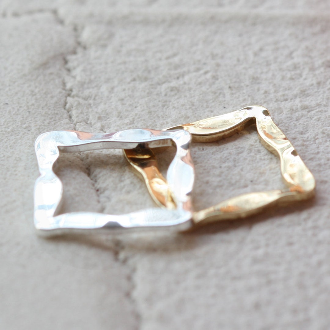 Solid Brass Textured - Hammered CLOSED Square Ring - Link 13mm (4421C-Q ...
