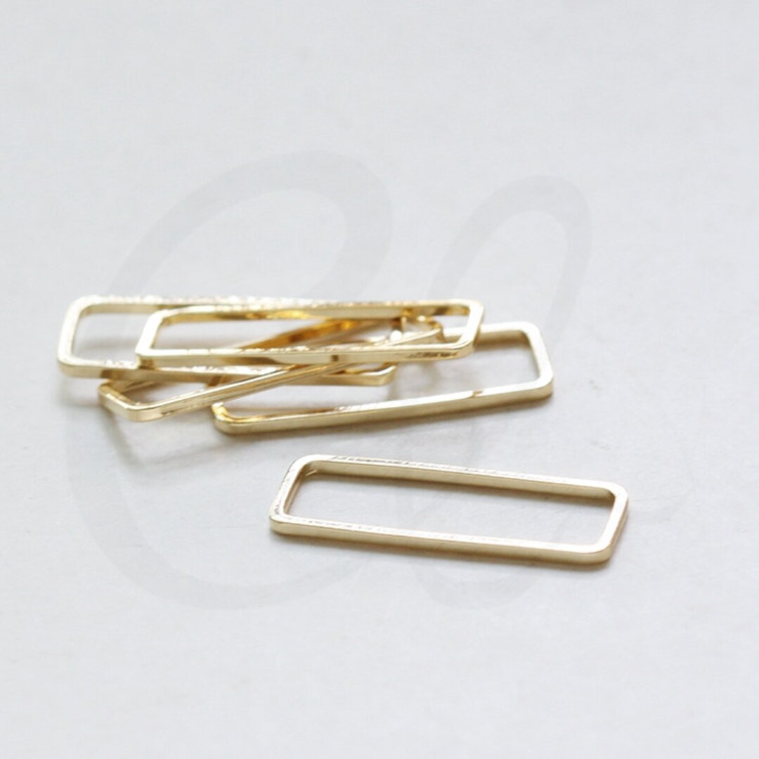 2 Pieces Premium Gold Plated Brass Base Rectangle Ring - Link 9x24mm ...