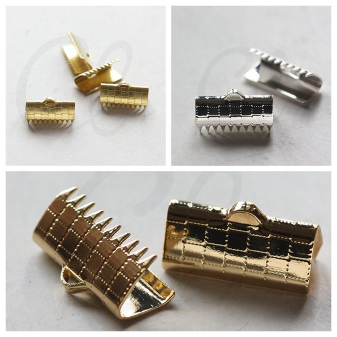 Solid Brass Clam - Flat Crimp - Cord - Ribbon Ends - Ending 15mm (3760C ...