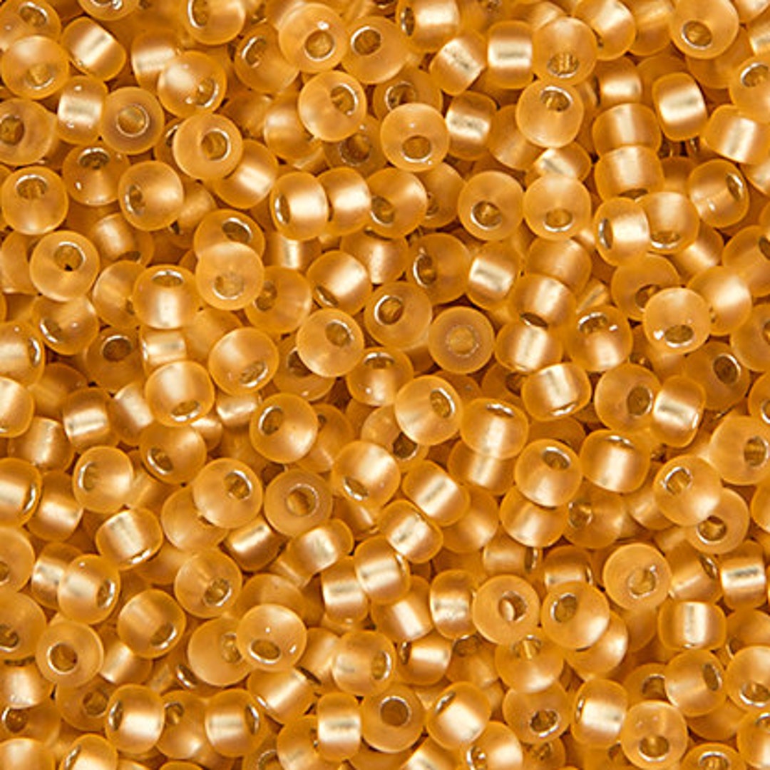 10 Grams Japanese Miyuki 11/0 Seed Beads - Gold Silver Lined Semi ...