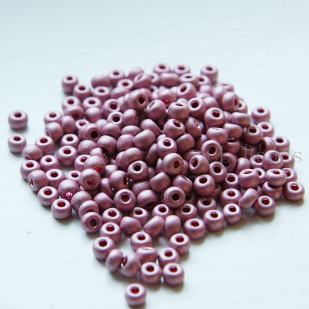 10 Grams Czech Rocailles Preciosa 6/0 Seed Beads - Metallic Mauve Matte ...