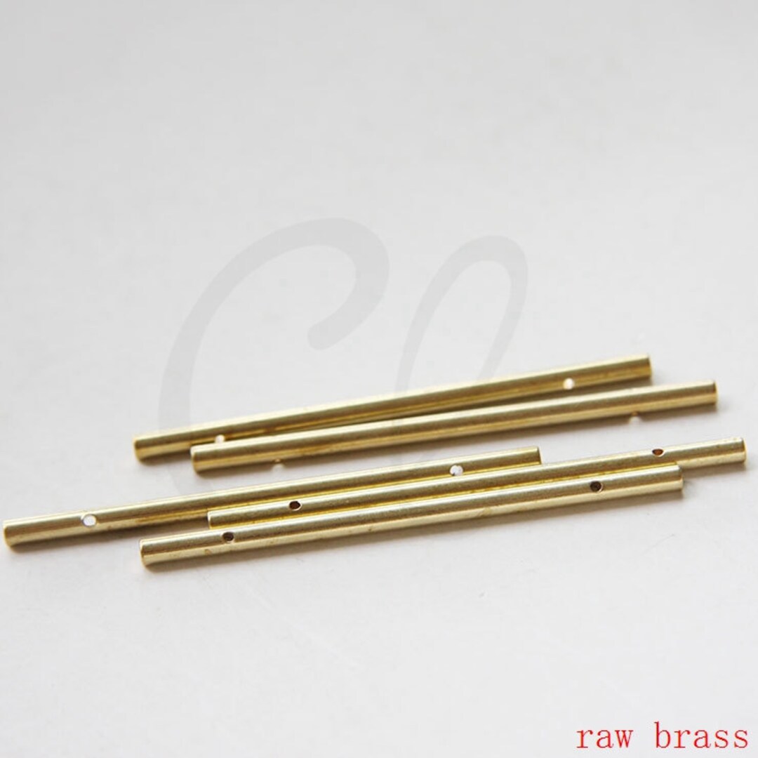 10 Pieces Raw Brass Round Bar With Two Holes 3x60mm (3069C-S-409) - Etsy