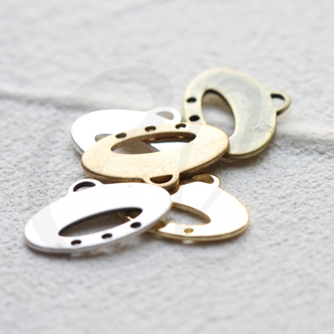 Solid Brass Oval Charm With 3 Holes - 15x11mm (4674C) - Etsy
