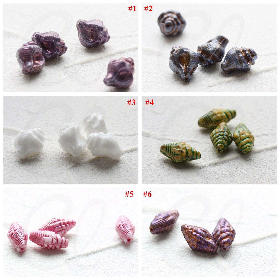 2 Pieces Czech Glass Sea Shell Beads - Varies Colors (CZH18) - Etsy
