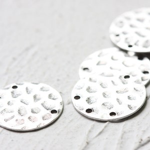 4 Pieces Antique Silver Hammered Round Disc With Multiple Holes- 18mm ...