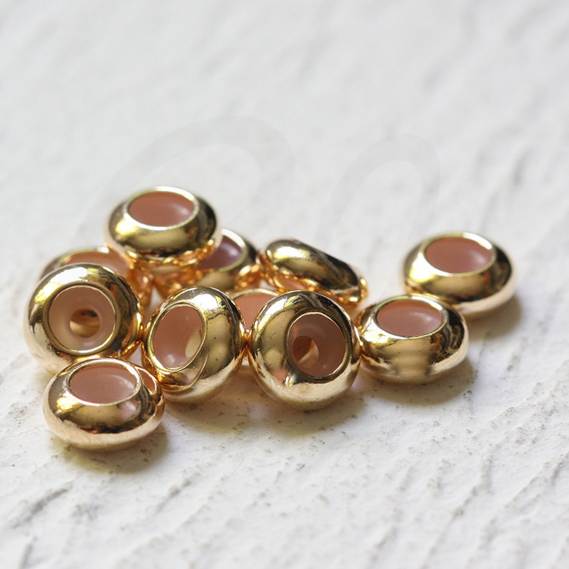 10 Pieces Gold Tone - Stopper Bead - Stopper With Rubber Inside 8x4mm ...