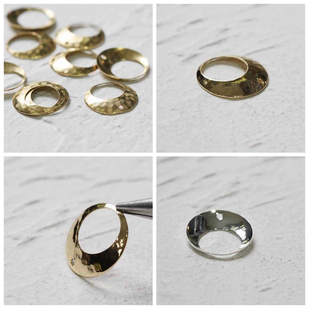 Solid Brass Hammered Textured Curved Charm - Ring 15mm (4162C) - Etsy