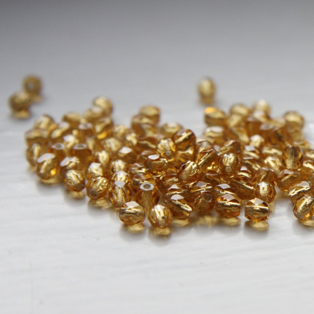 50 Pieces Czech Fire Polish Glass Faceted Round-transparent Topaz ...