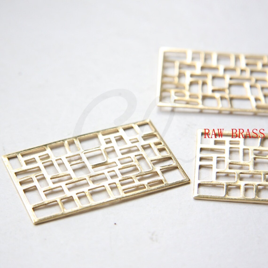 10 Pieces Raw Brass Filigree Rectangle Link 46x29mm - Etsy