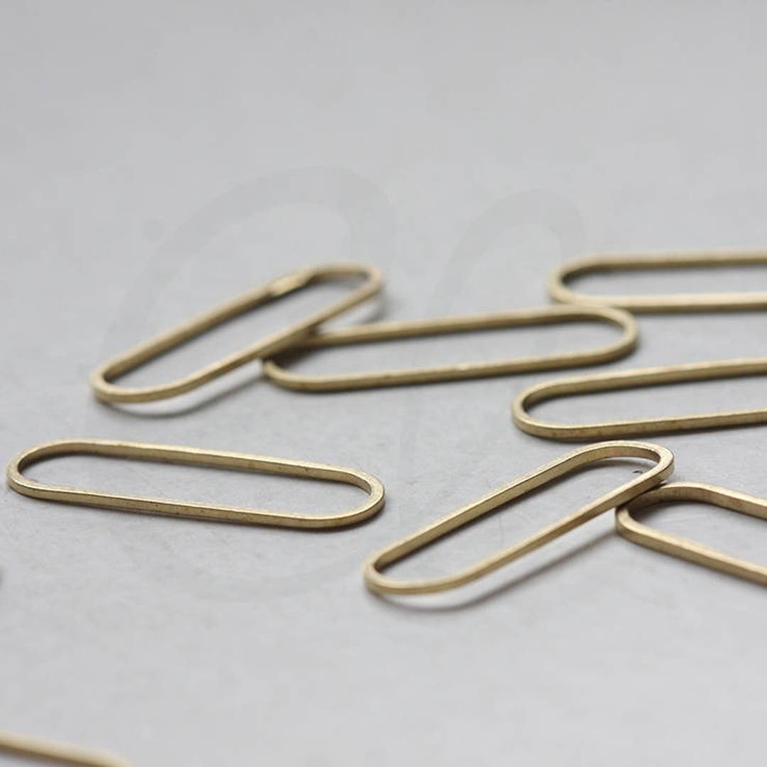 20 Pieces Raw Brass Cut Rectangle Ring - No Hole - Link - Connector ...