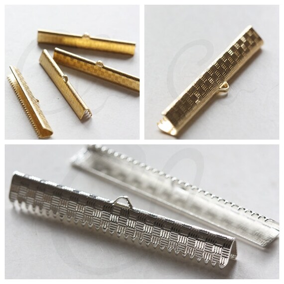 Solid Brass Clam Flat Crimp Cord Ribbon Ends Ending - Etsy