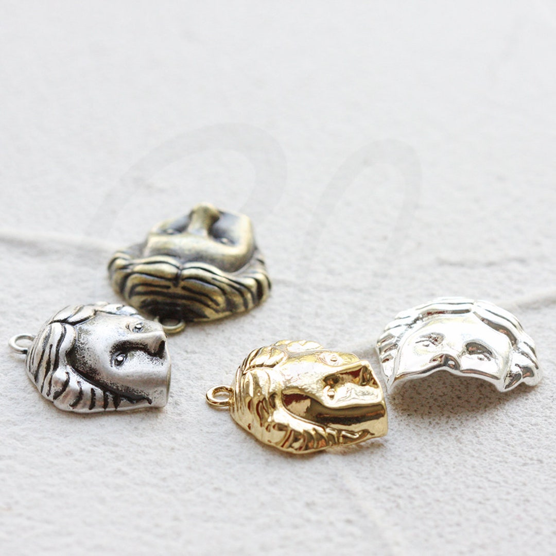 One Piece Solid Brass Face Mask Charm - 21x20mm (4856C) - Etsy