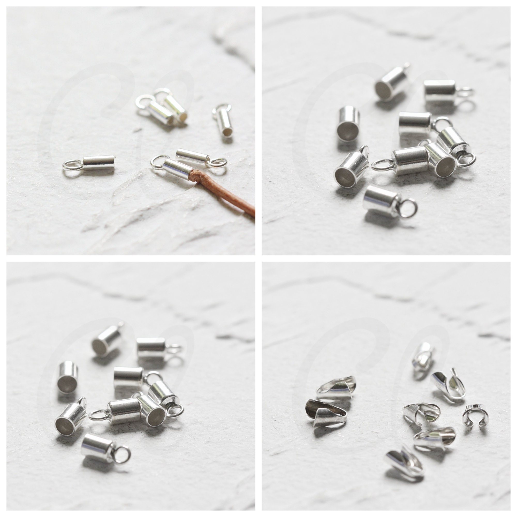 4 Pieces Solid Sterling Silver Cord Ending Leather Ending | Etsy