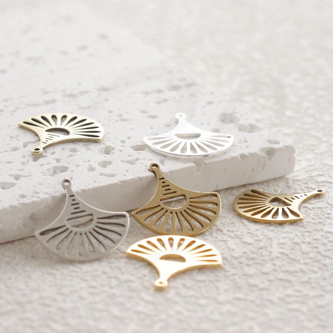 Laser Cut Solid Brass Charm - Fan 21x19.7mm (4902C-4) - Etsy