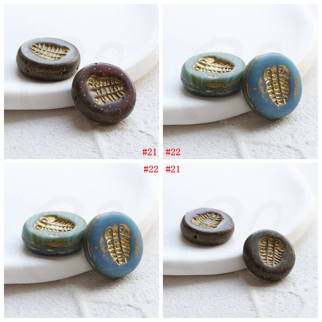 One Piece Czech Glass Round Trilobite Bead - Varies Colors 18mm (CZE ...