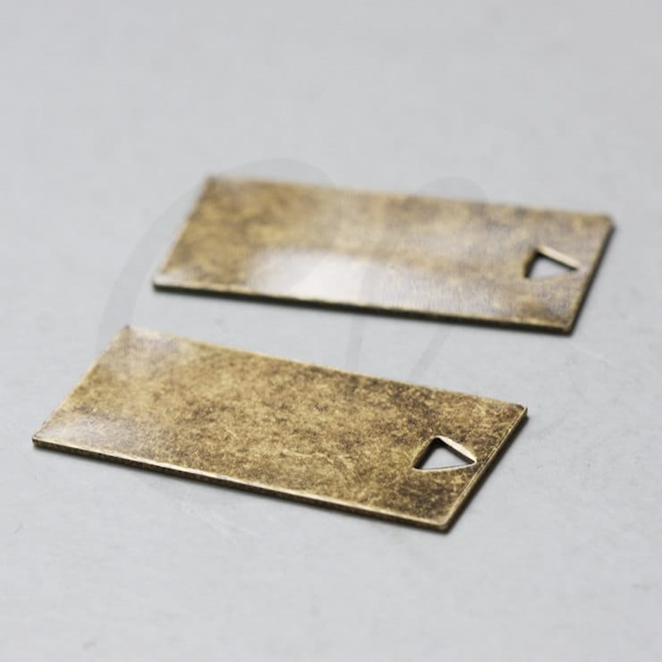 One Piece Antique Brass Rectangle Pendant - 41x20mm (3096C-Q-403) - Etsy