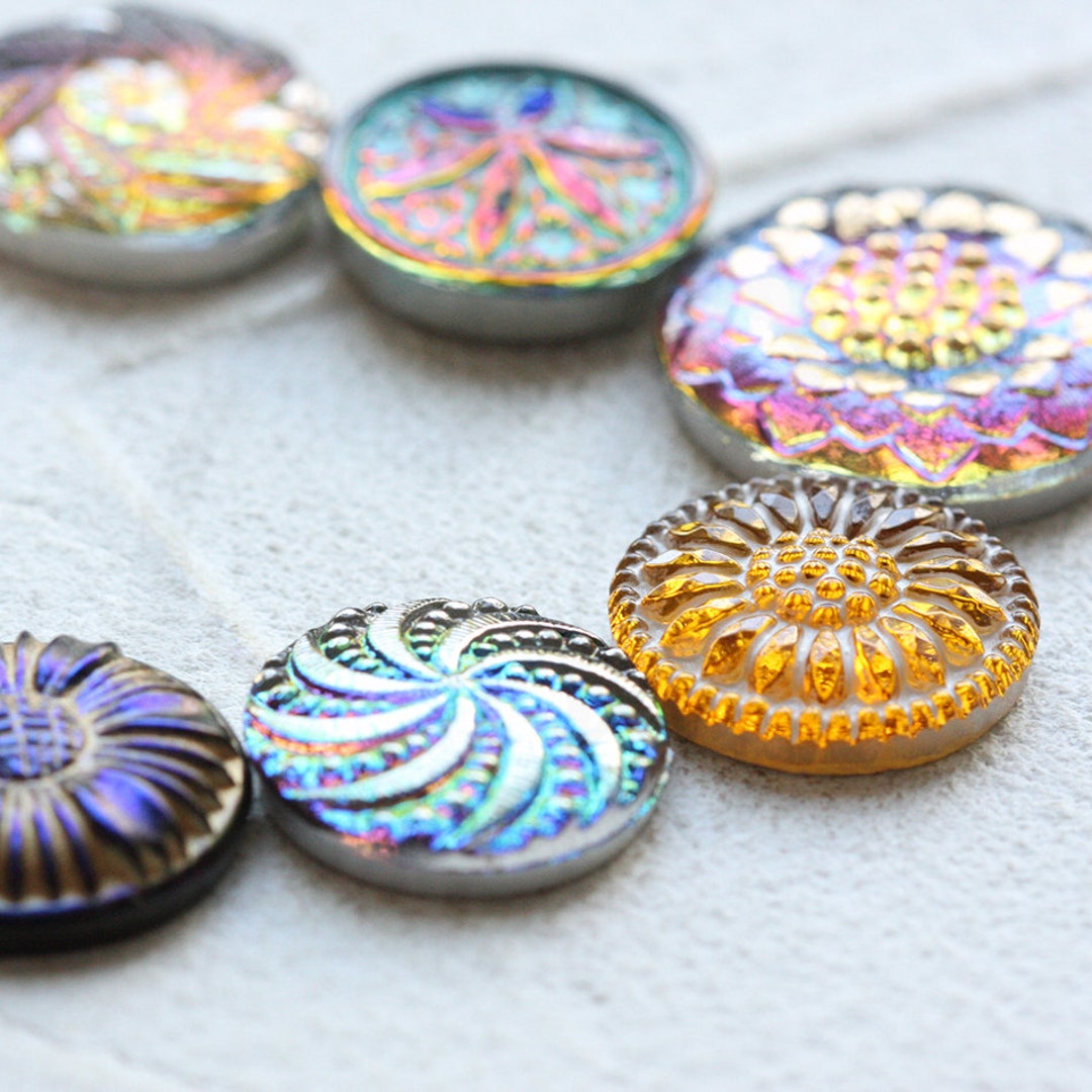 One Piece Czech Glass Round Cabochon-varies Corlos and Sizes (NVA-24 ...