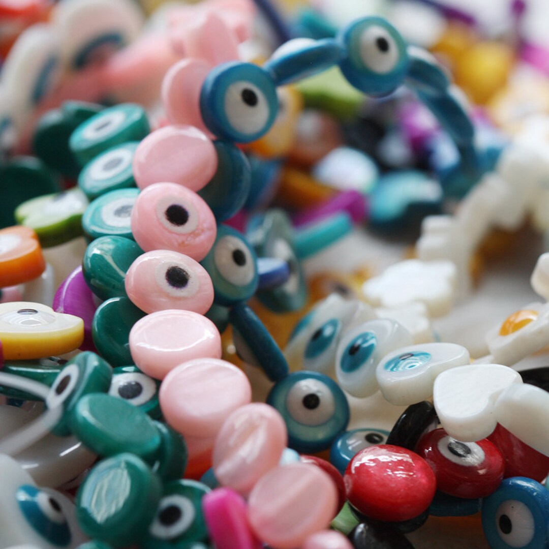 One Strand Natural Shell Eye-evil Eye Beads (G364) - Etsy