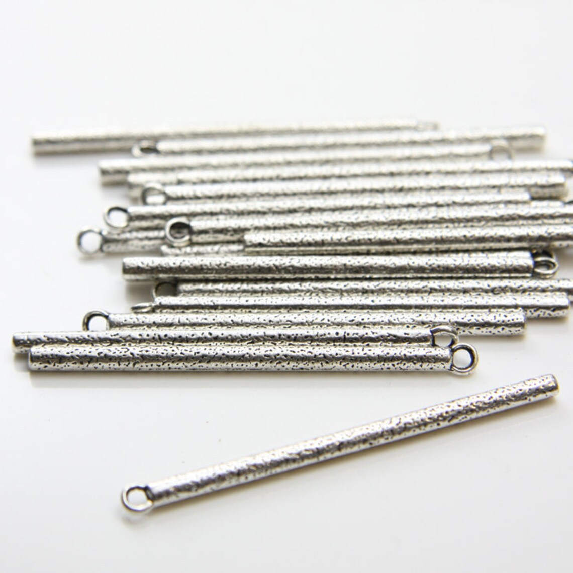 12 Pieces Oxidized Silver Tone Base Metal Charm - Bar or Stick 54x3mm ...