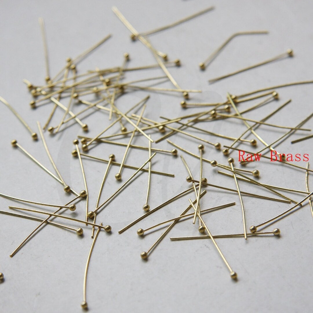 100 Pieces Raw Brass Ball Pin Brass Base Head Pins-30x0.6mm (3305C-F-81 ...