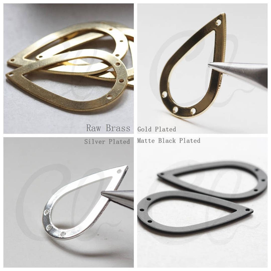 Brass Base Teardrop Pendant With Multiple Holes - 40x27mm (3742C) - Etsy