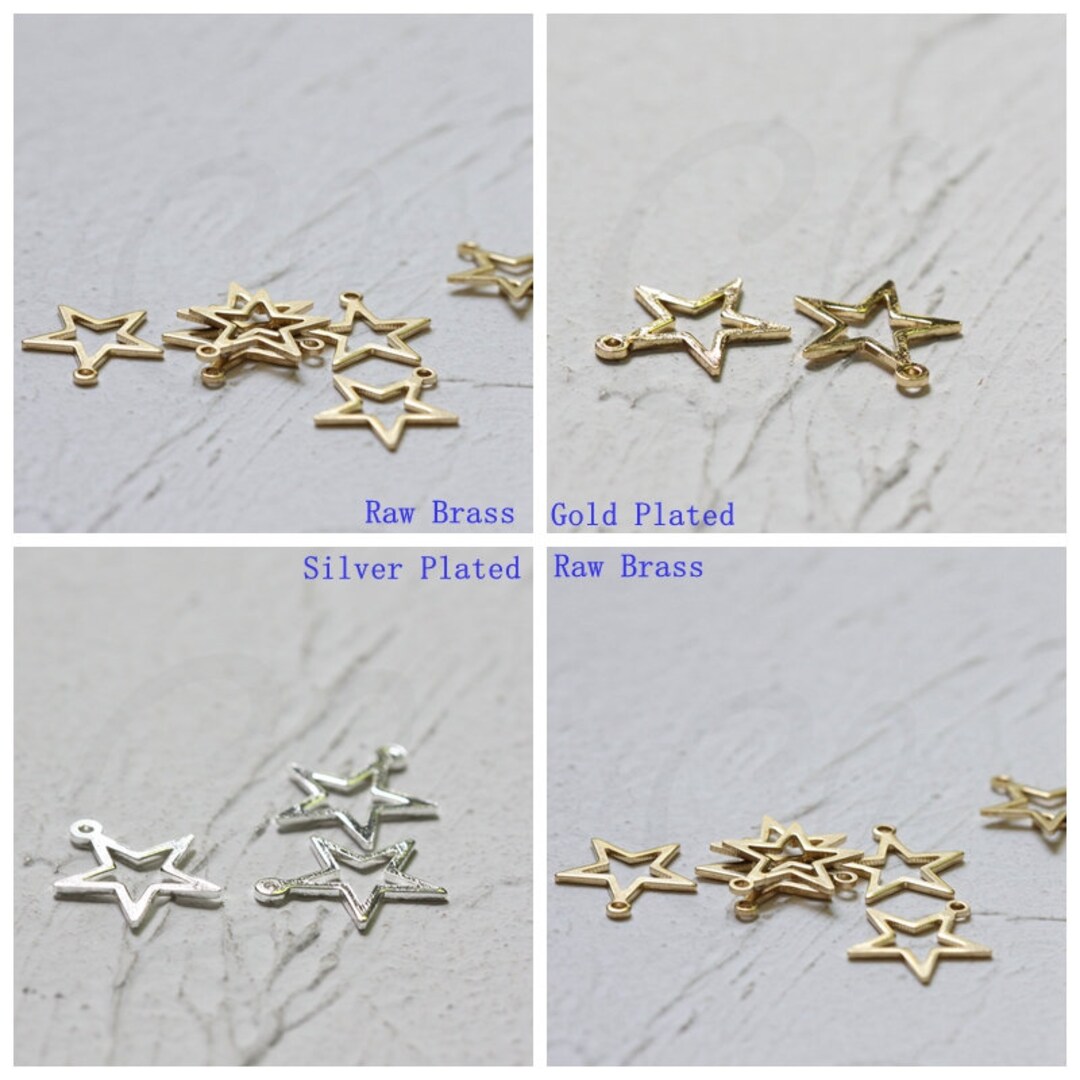 Solid Brass Star Charm - 18x17mm (4181C) - Etsy