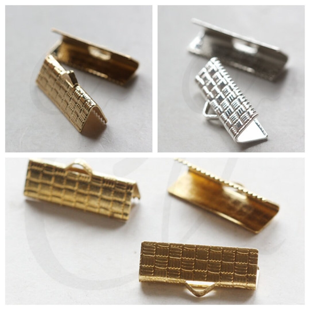 Solid Brass Clam - Flat Crimp - Cord - Ribbon Ends - Ending 20mm (3762C ...