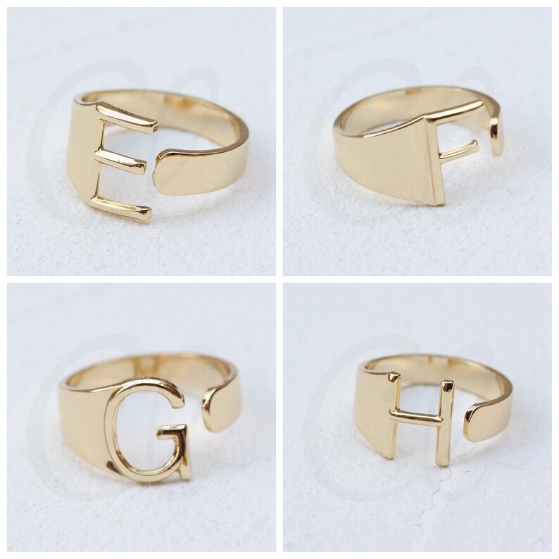 Gold Plated Solid Brass Alphabet Finger Ring Base Letter - Etsy