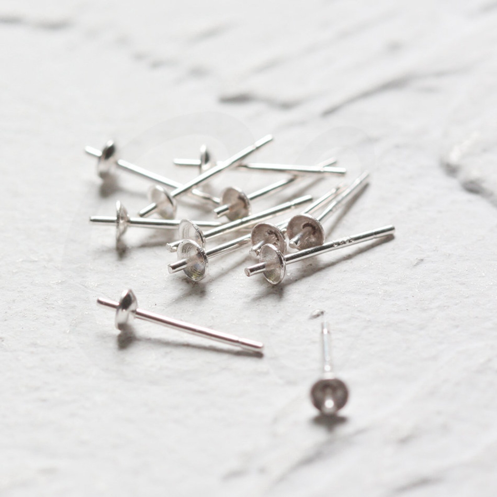 4 Pieces Solid Sterling Silver Post With Pad Earring Finding - Etsy