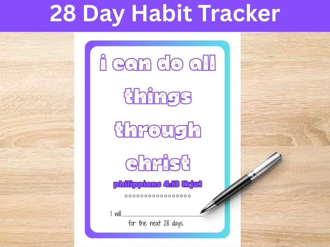 Printable Habit Tracker, 28 Day Challenge PDF, Christian Tracker ...