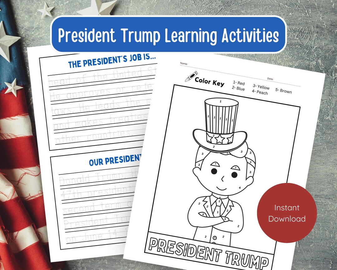President Trump Worksheets, Trump Coloring Activity, Trump Tracing ...