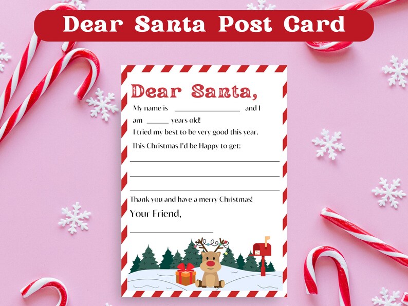 Dear Santa Letter, Santa Letter for Kids, Printable Letter to Santa ...