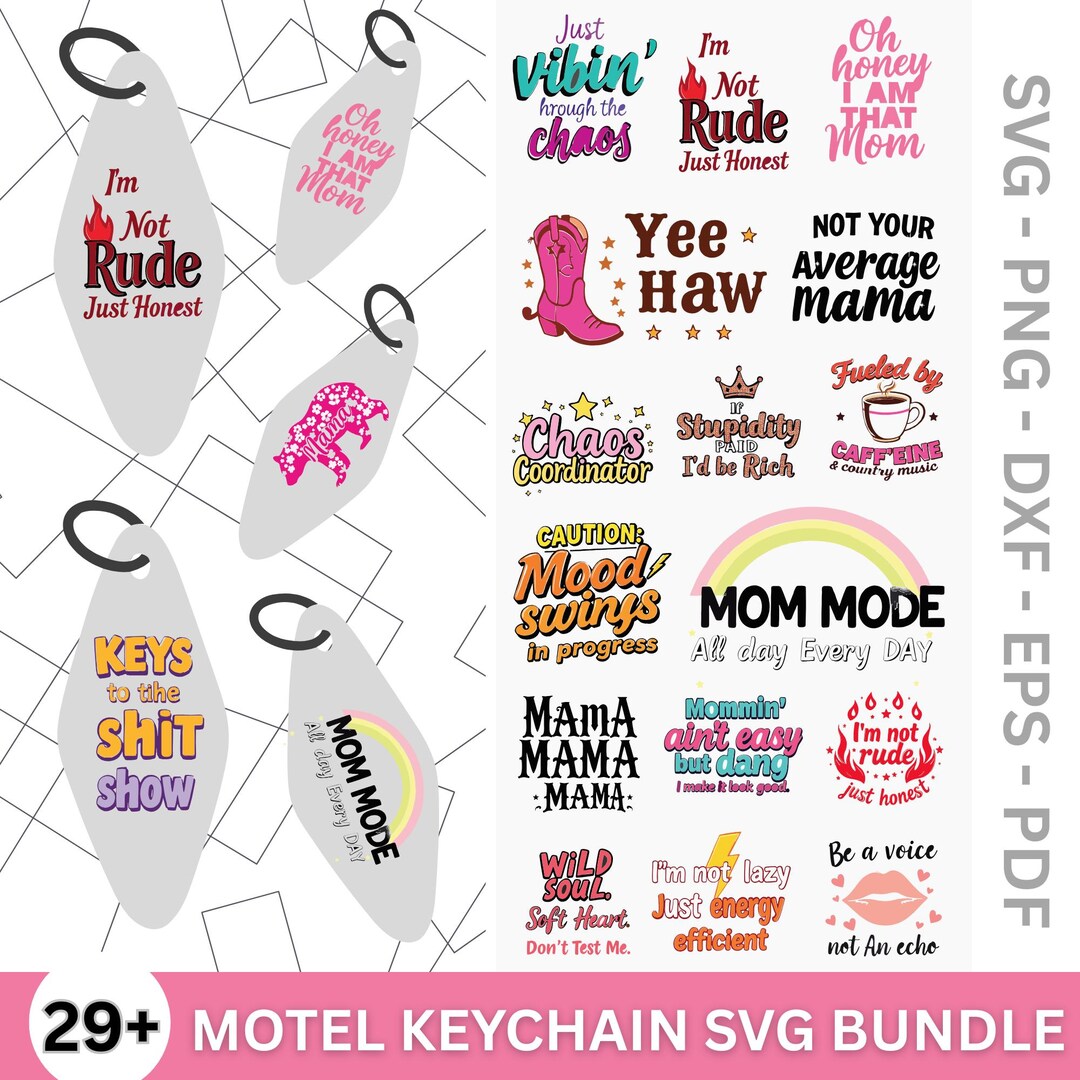 Motel Keychain Svg Bundle, Retro Motel Keychain Svg, Keychain Quotes ...