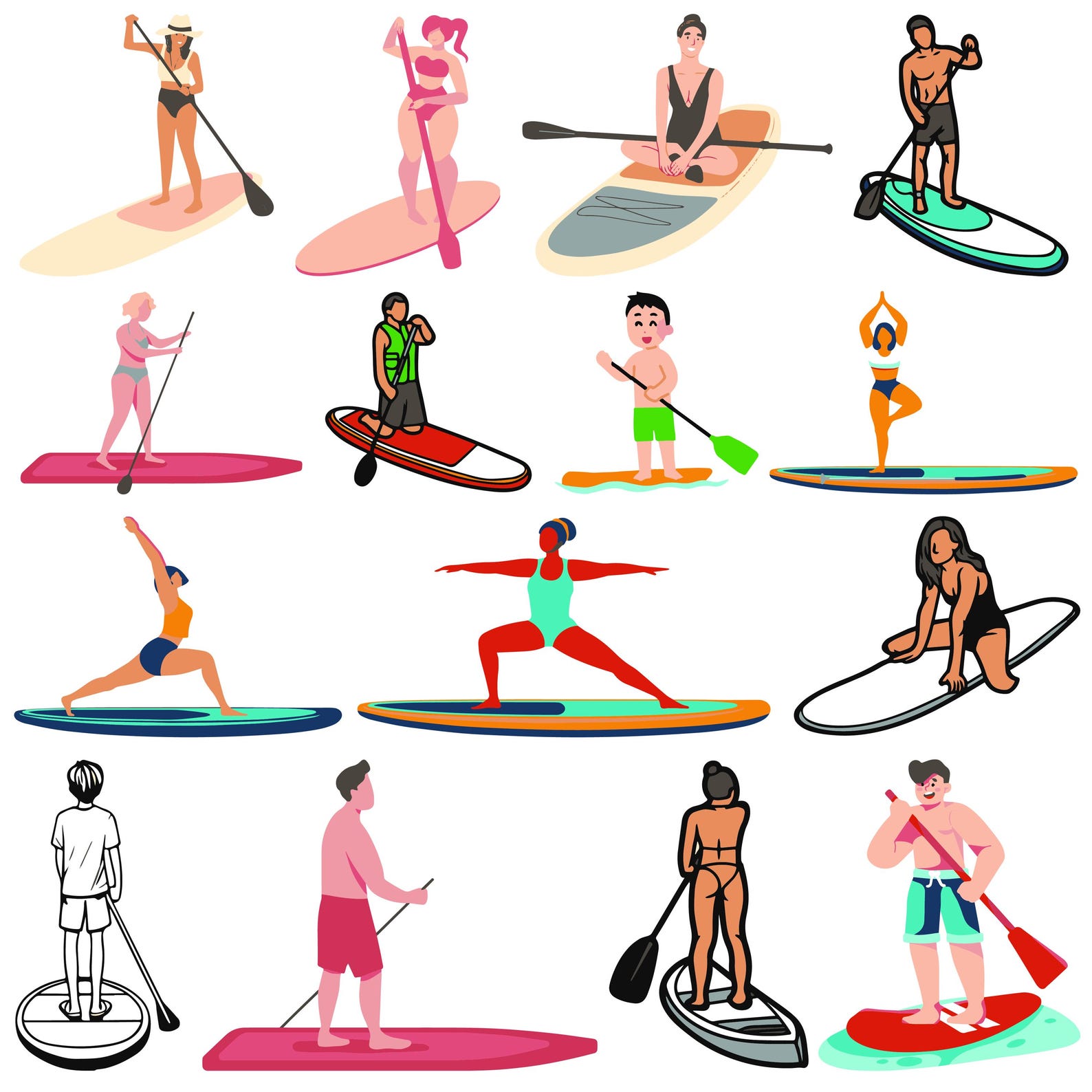 Paddleboard Svg, Sup Silhouette Bundle Svg, Sup Girl Svg, Paddleboard ...