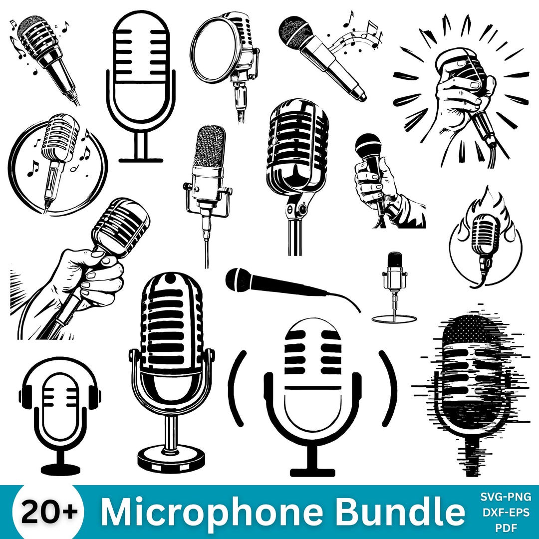 Microphone Svg, Microphone Clipart, Svg Files for Cricut, Microphone ...