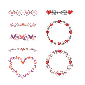 Heart Border Svg Bundle, Heart Border Clipart for Cricut, Heart Border ...