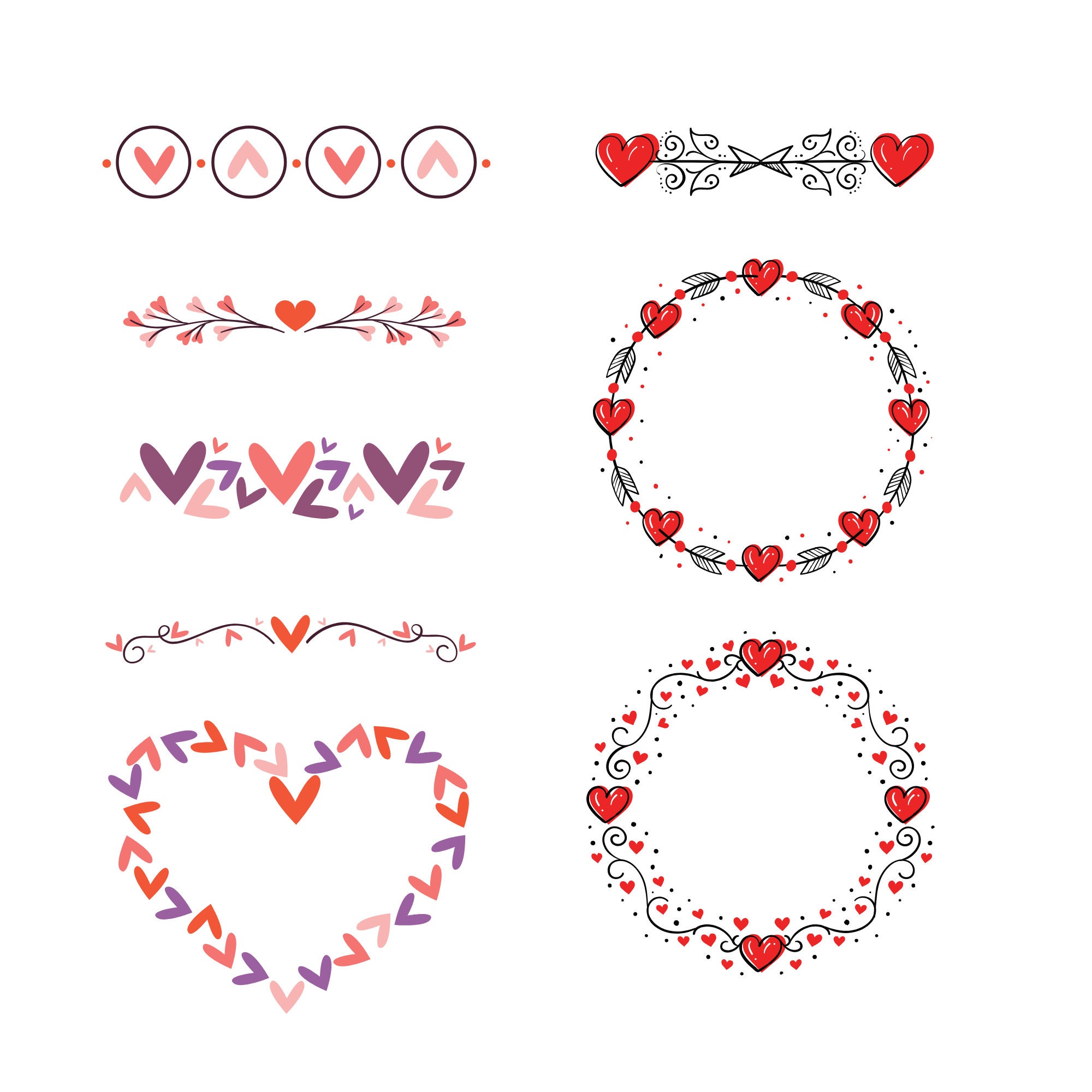 Heart Border Svg Bundle, Heart Border Clipart for Cricut, Heart Border ...