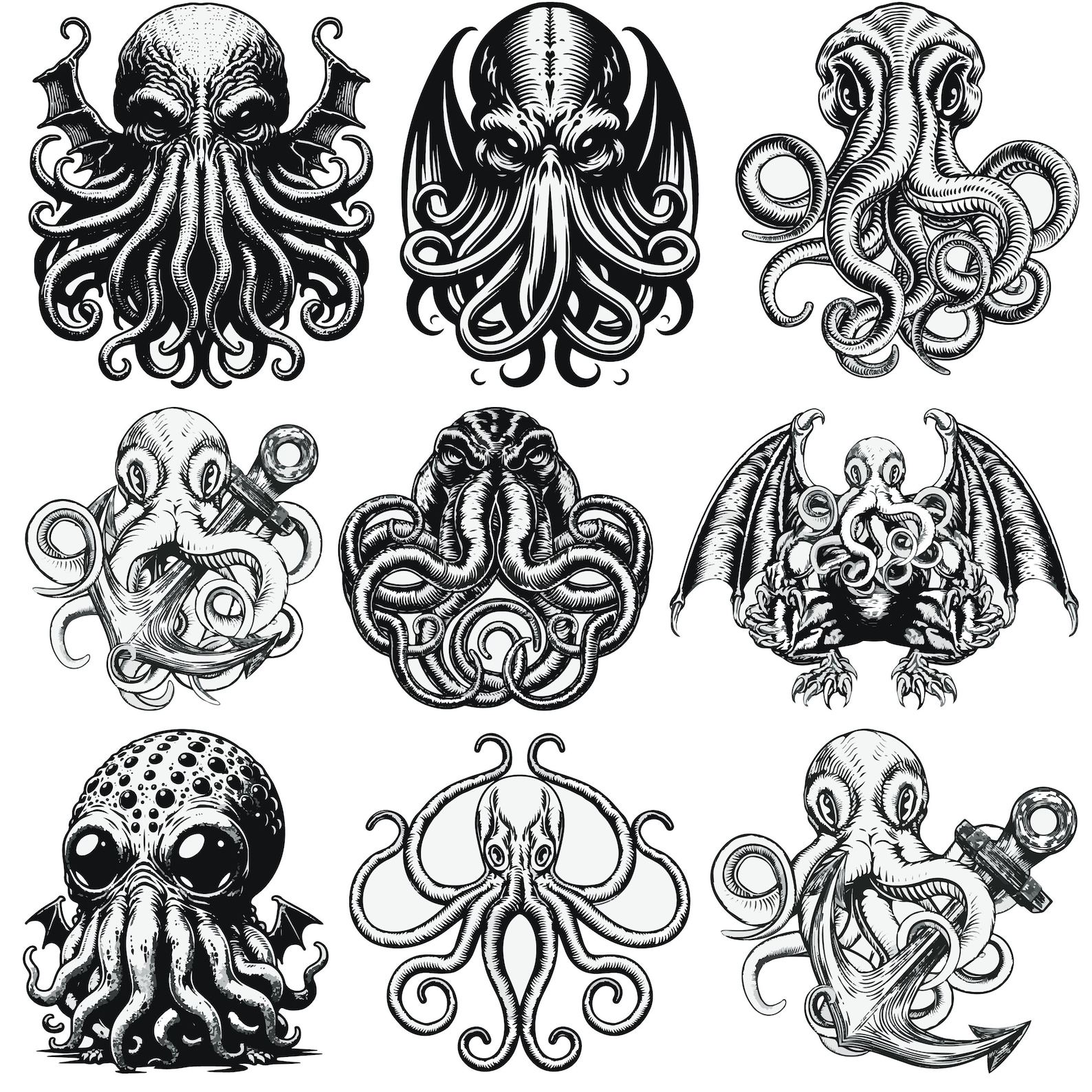 Cthulhu SVG Bundle, Cthulhu Vector, Cthulhu Outline, Cthulhu Clipart ...