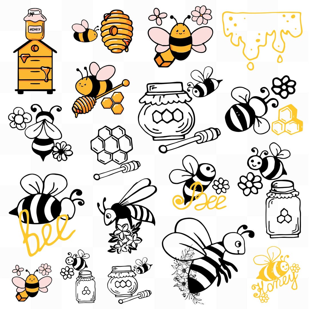 Bee Svg Bundle, Honeycomb Clipart, Bee Vector, Bee Decal, Honey Bee Cut ...