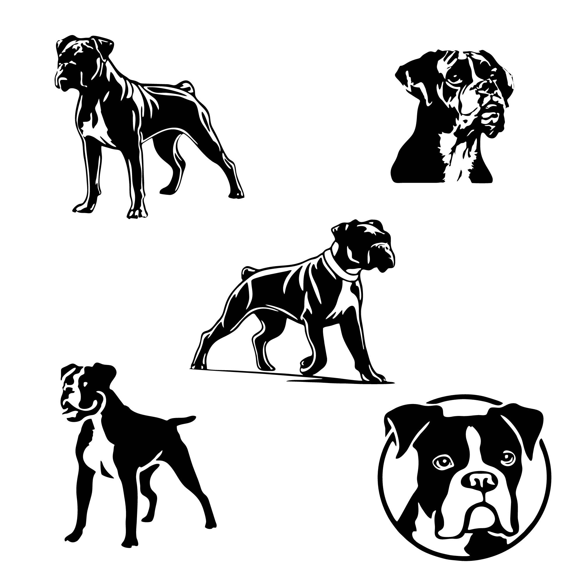 Boxer Dog Svg Bundle, Dog Clipart for Cricut, Dog Head Silhouette ...