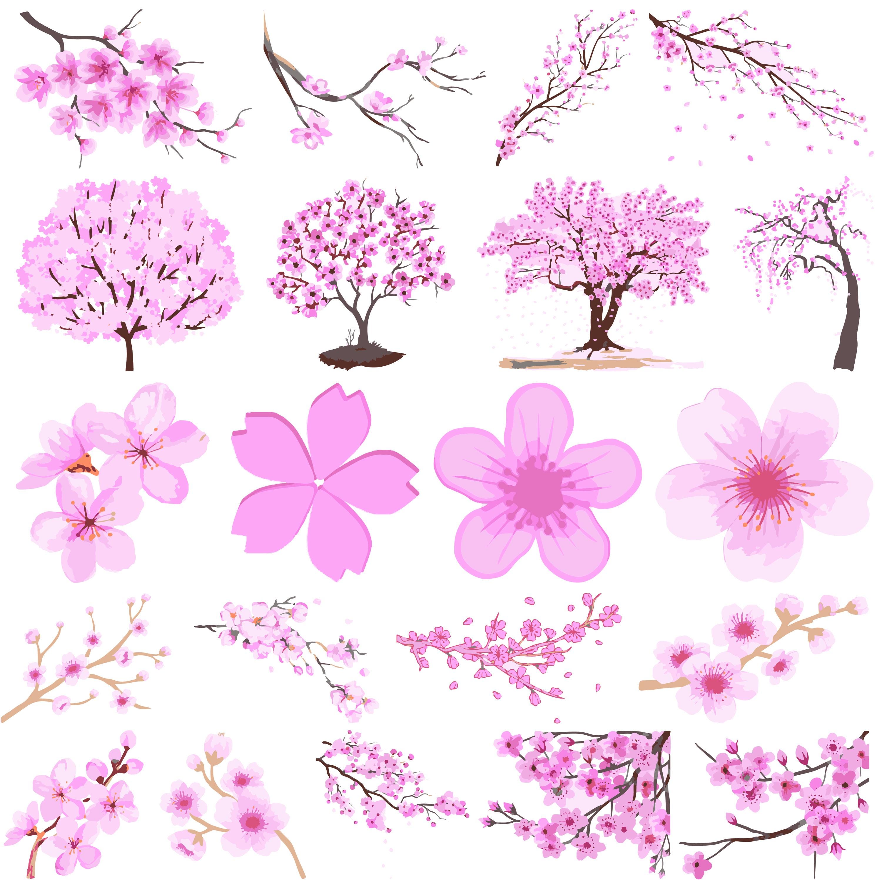Cherry Flower SVG Bundle, Herry Flower Vector, Cherry Flower Clipart ...