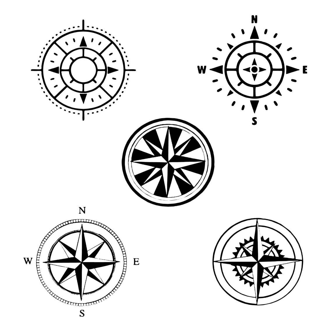 Compass Svg Bundle, Compass Clipart for Cricut, Nautical Silhouette ...