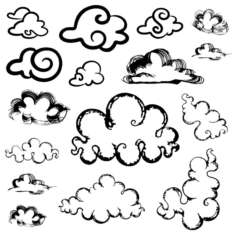 Clouds Svg Bundle, Weather Cloud Clipart, Cloud Vector, Clouds Decal ...
