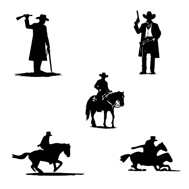 Cowboy Svg Bundle, Cowboy Clipart for Cricut, Western Silhouette ...