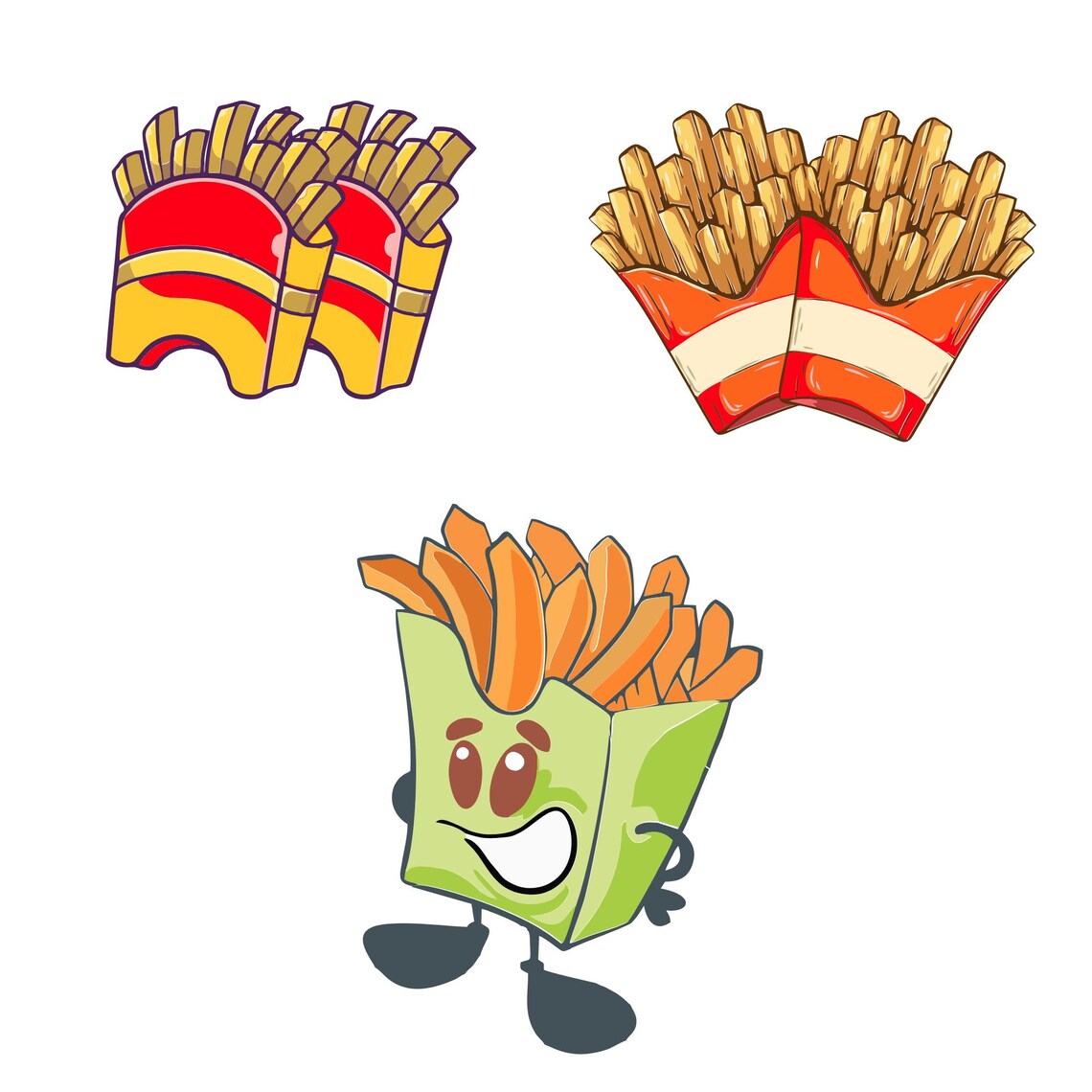French Fries Svg Bundle, French Fries Clipart, Food Vector, Fries Decal ...